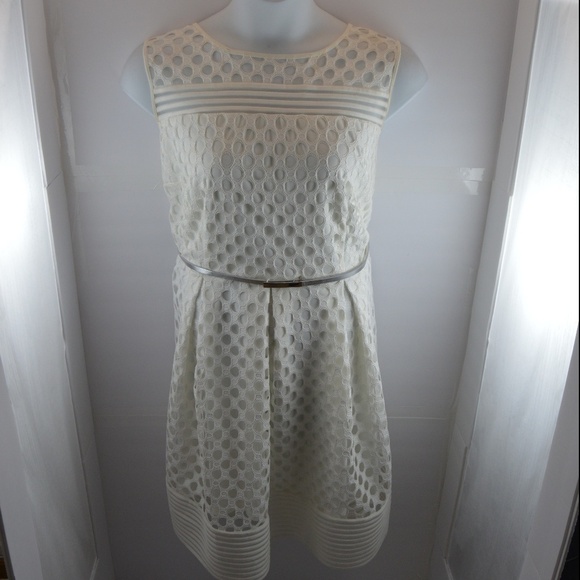 Studio One | Dresses | Studio One White Circle Striped Sheer Dress ...